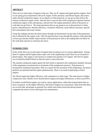 Load test on a perkins diesel engine | PDF