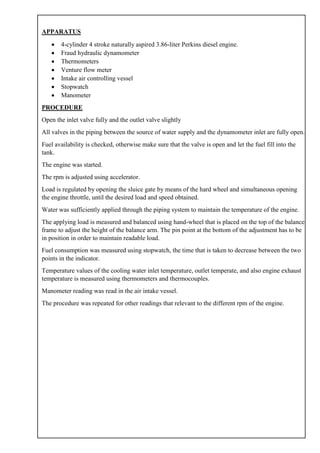 Load test on a perkins diesel engine | PDF