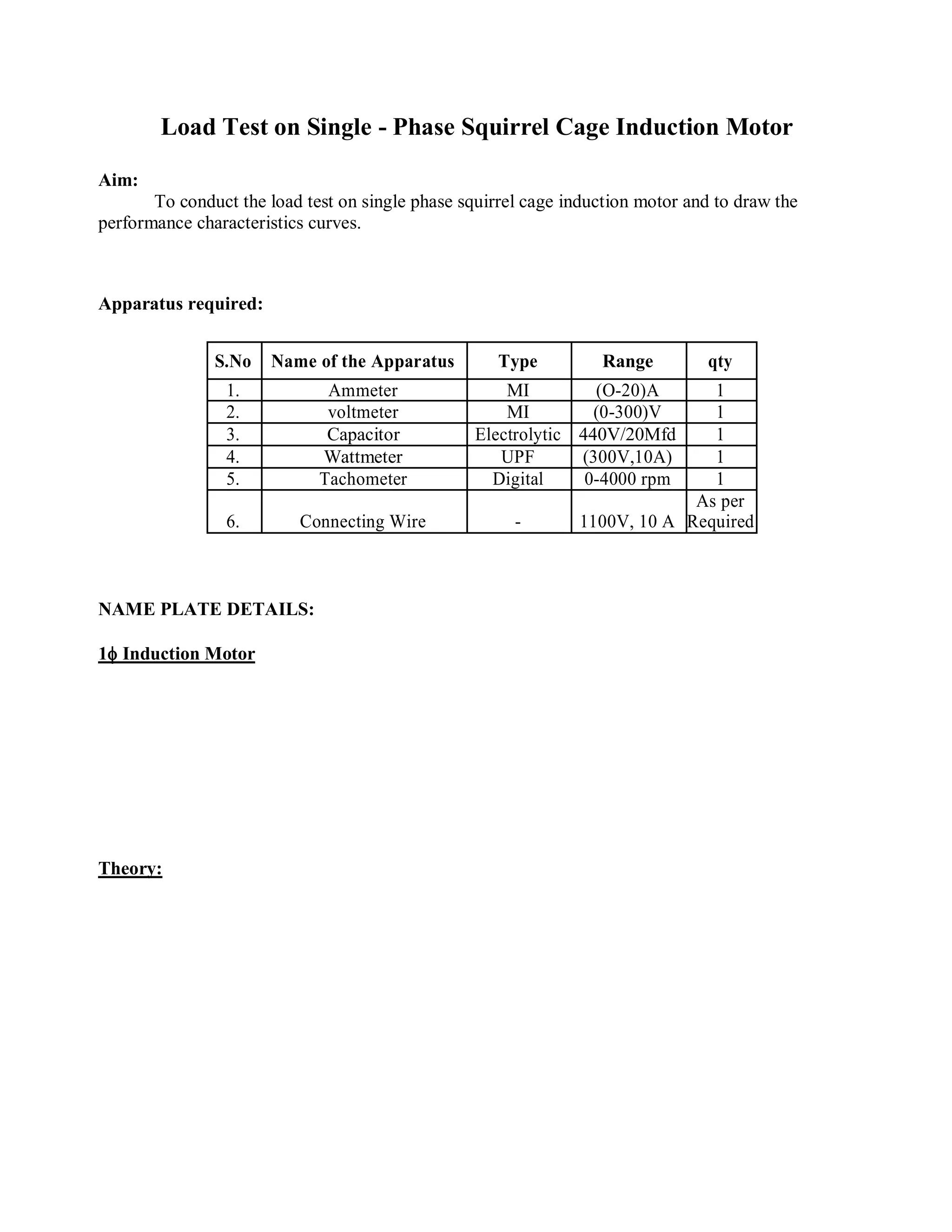 Load test on single phase indution motor | PDF