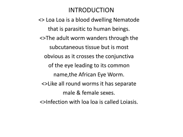 loa loa pptx.pptx africa eye worm loiasis | PPT