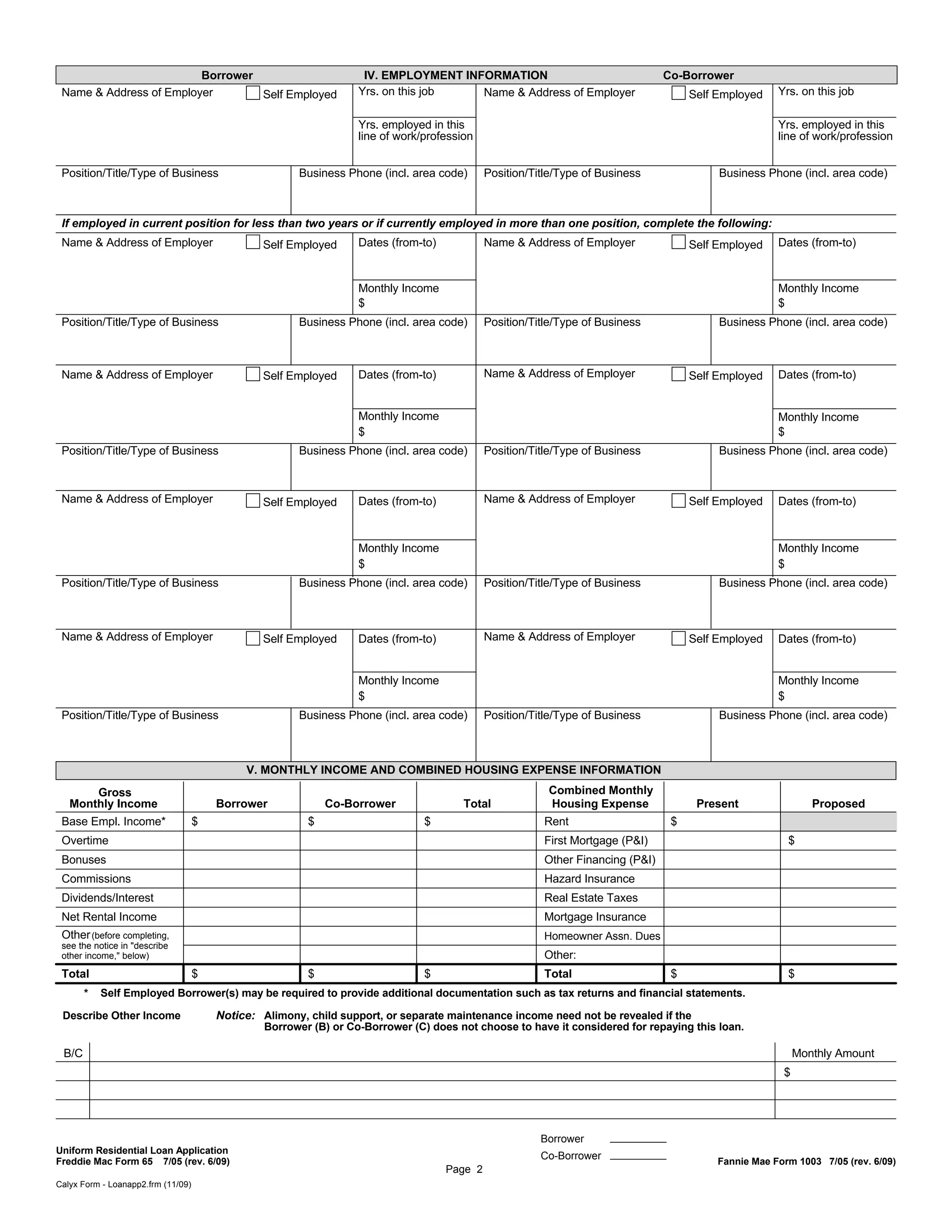 Loan application-1003-2005 | PDF