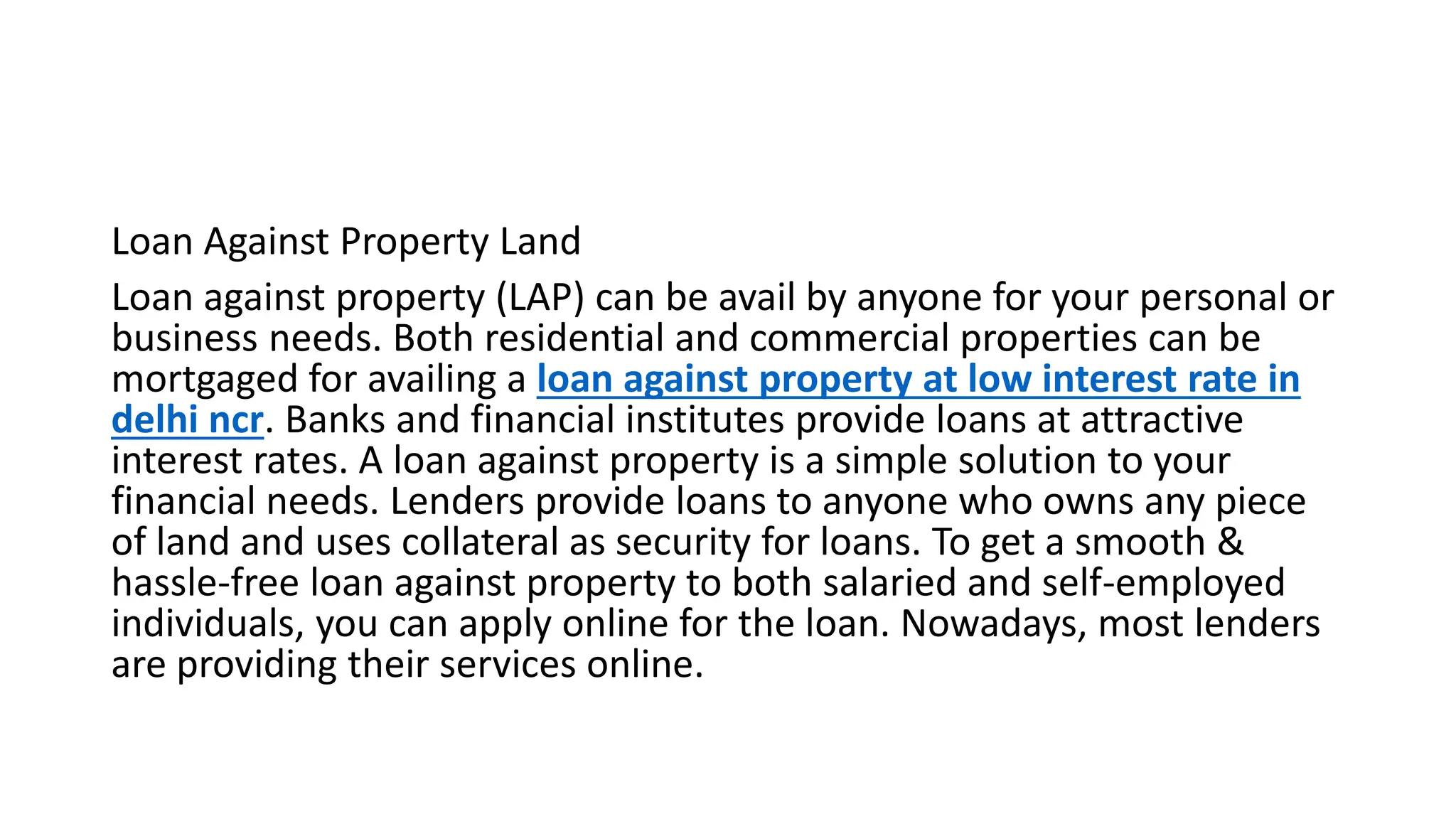 Loan Against Property Land | PPTX