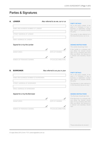 Loan agreement between lender, borrower & guarantor - Template Sample | PDF