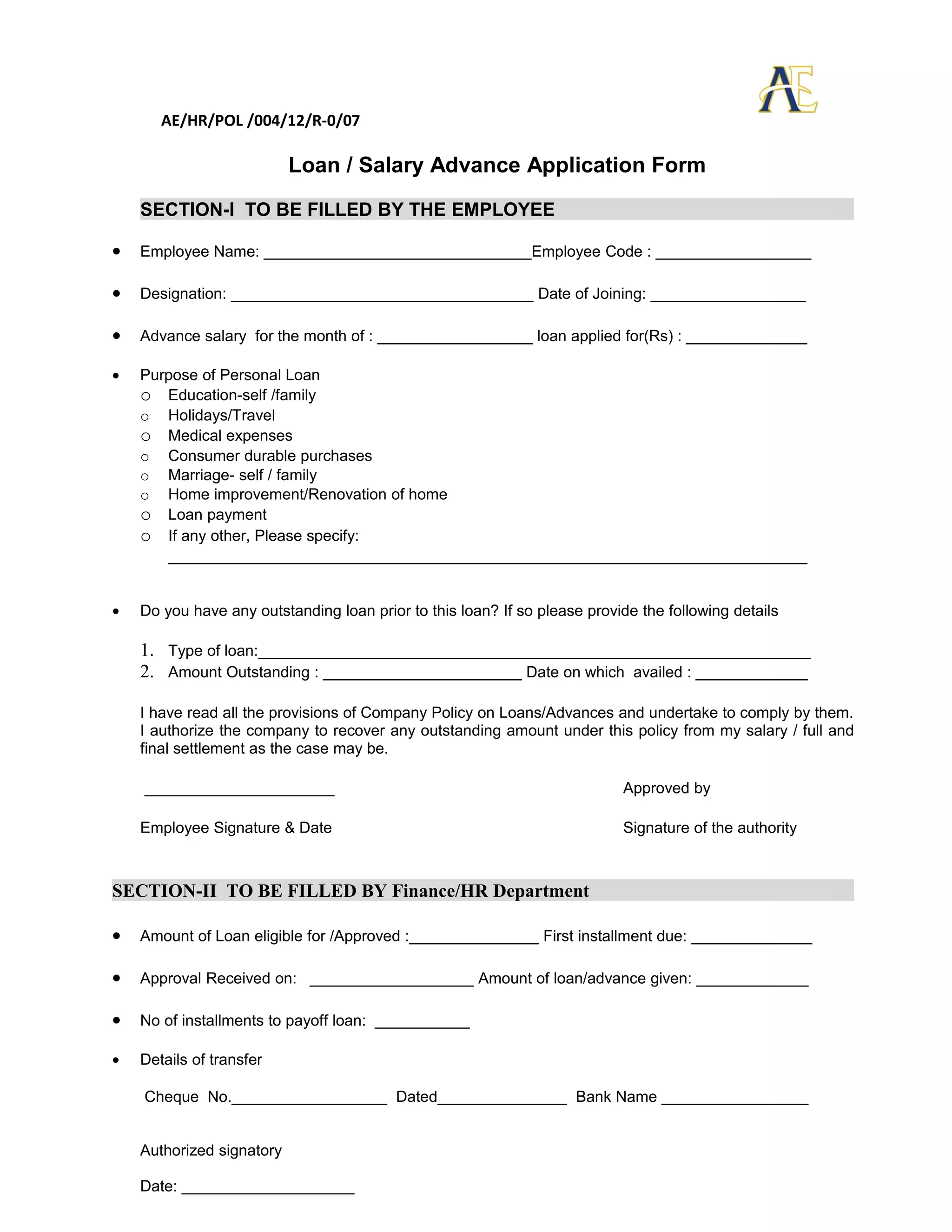 Loan form | DOC