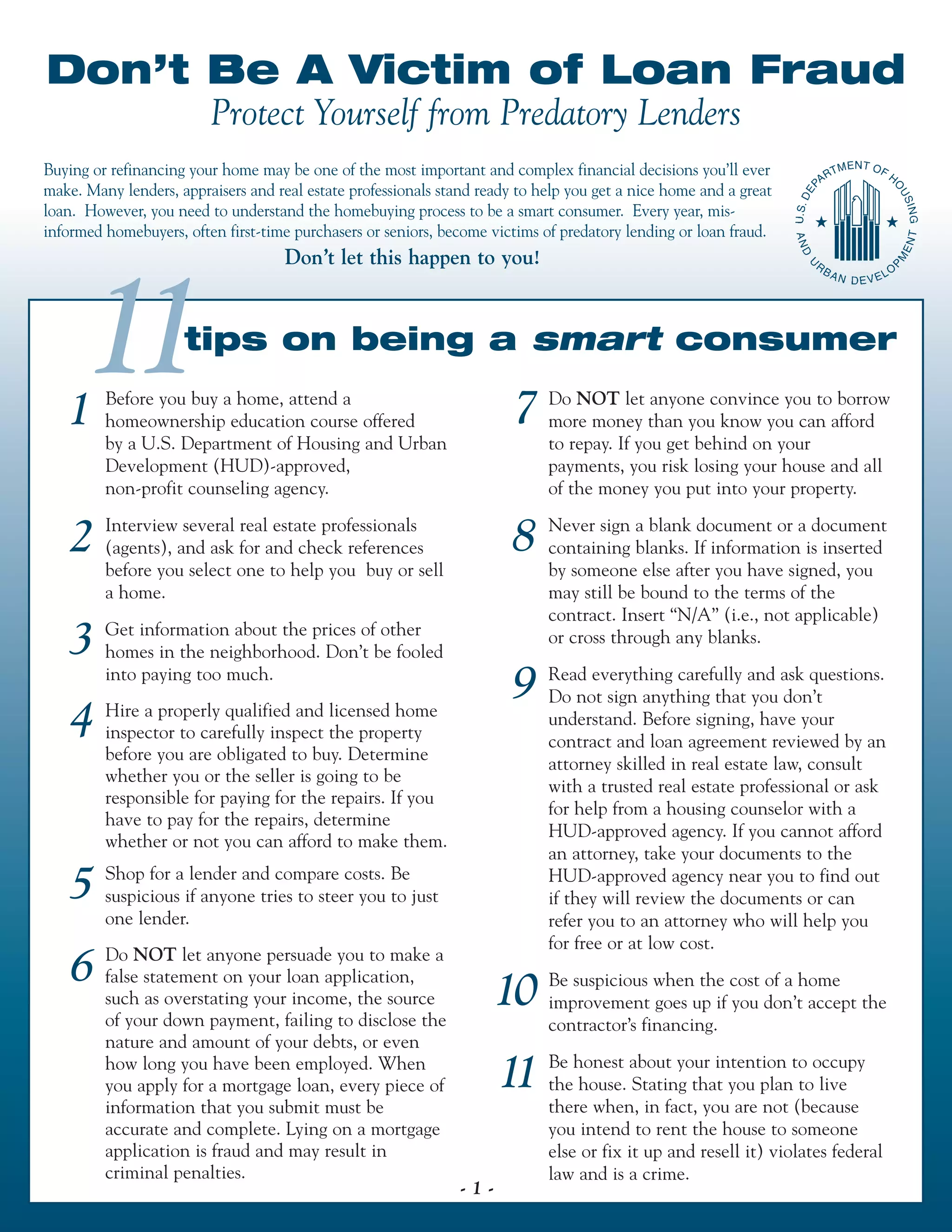 Loan Fraud FAQs from HUD | PDF