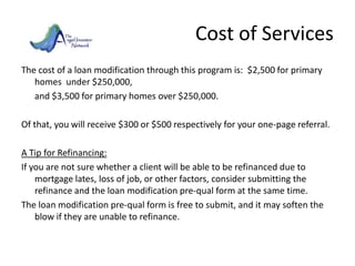 Loan modification referral program | PPTX | Home Financing | Personal Debt