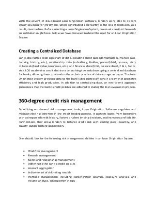 Loan origination system- Types, Tools and Guidelines | PDF