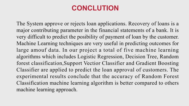 LOAN APPROVAL PRDICTION SYSTEM USING MACHINE LEARNING. | PDF