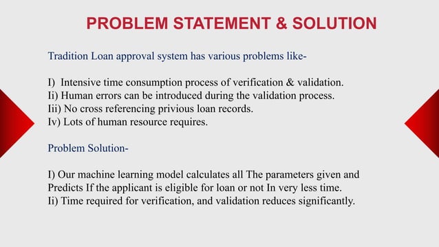 LOAN APPROVAL PRDICTION SYSTEM USING MACHINE LEARNING. | PDF