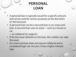 Loans and it's types | PPTX