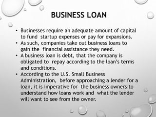 Loans and it's types | PPTX