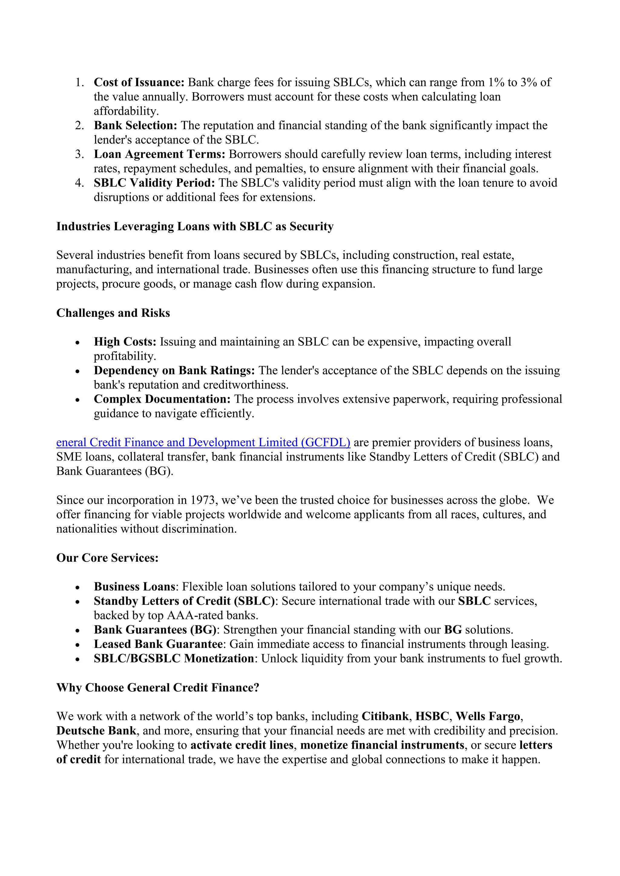 Loan with SBLC as Security . | PDF