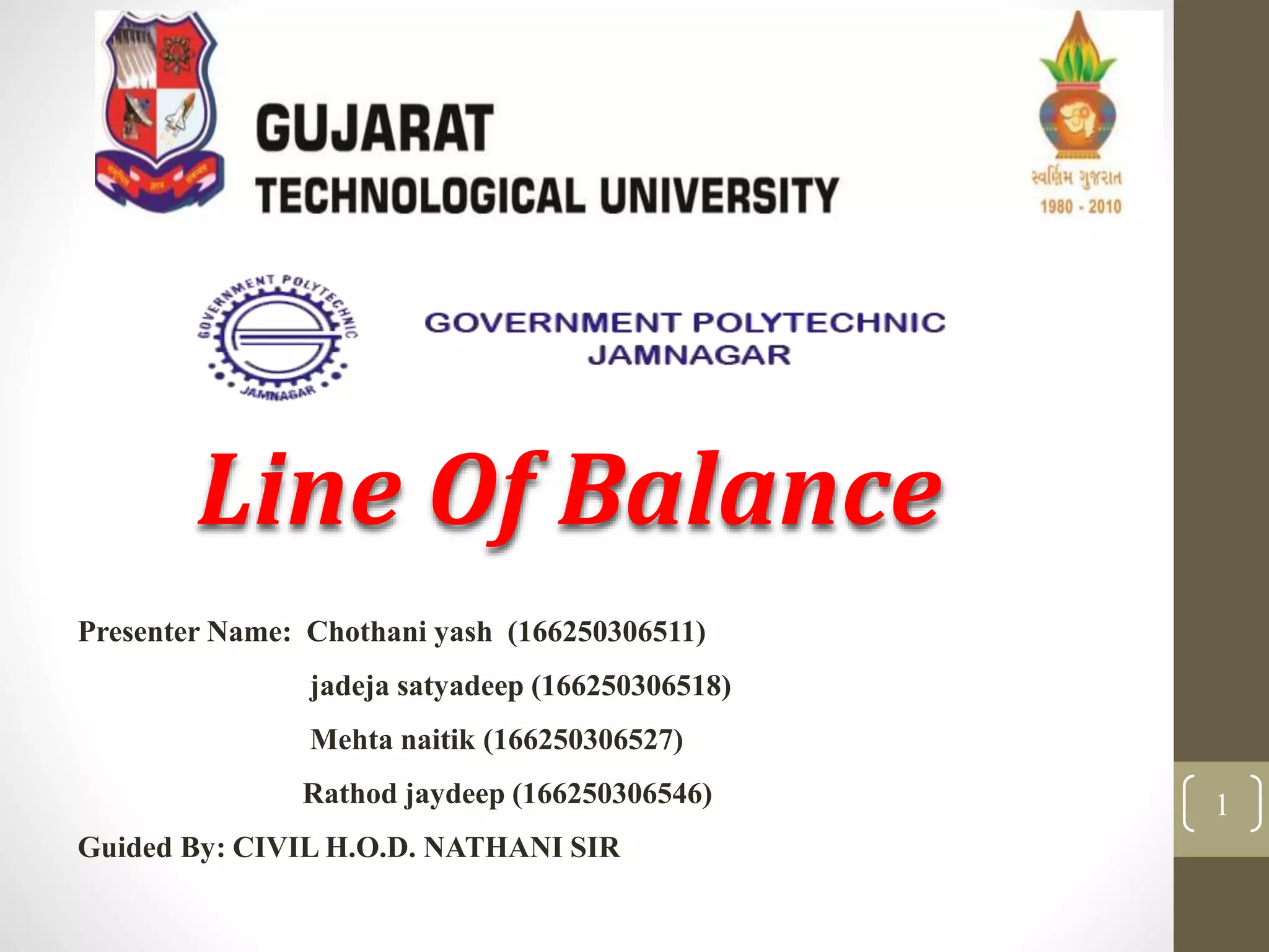 Line of balance in civil engineering | PPTX