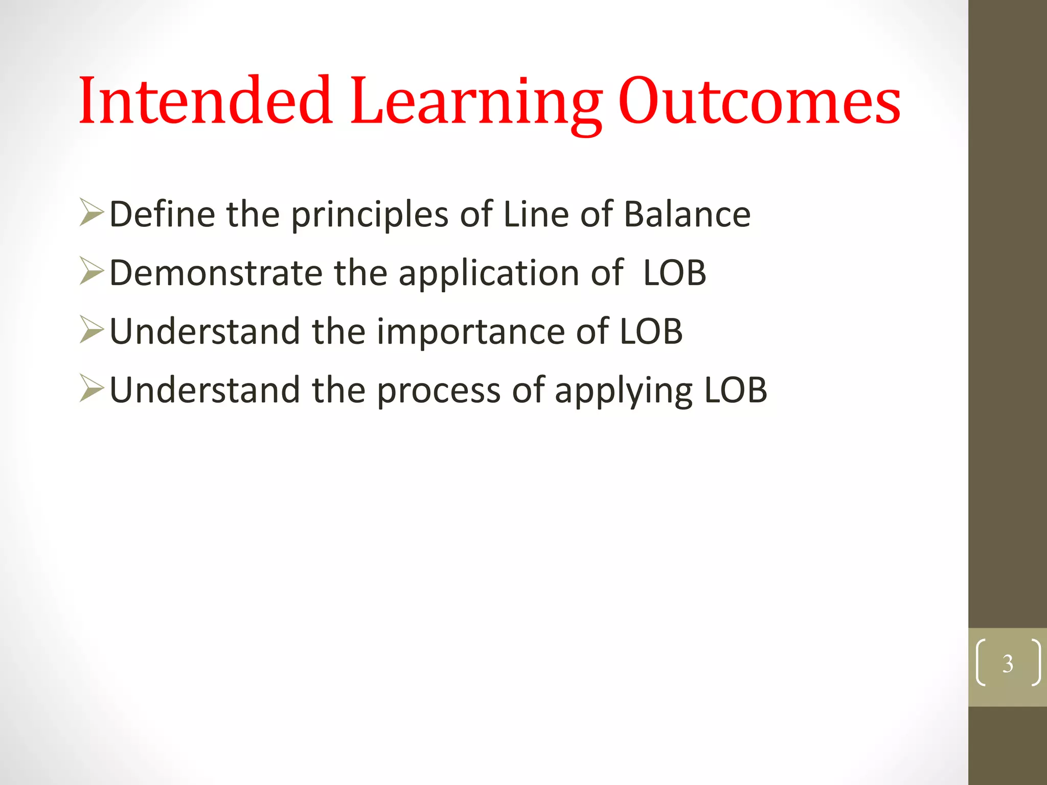 Line of balance in civil engineering | PPT