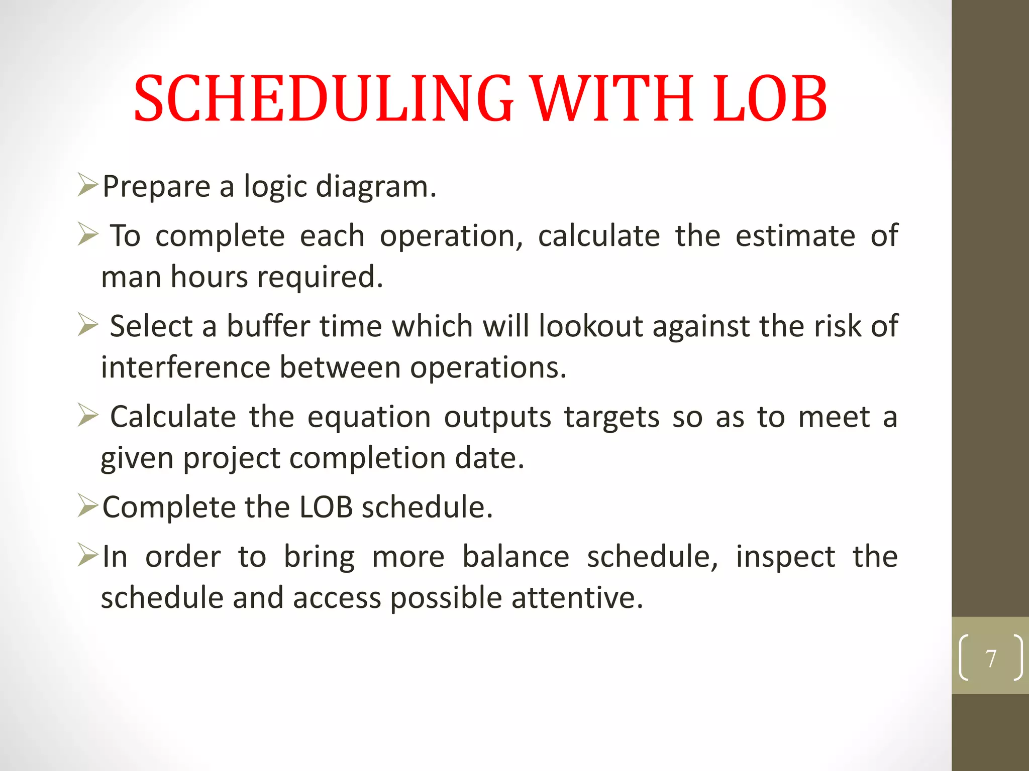 Line of balance in civil engineering | PPTX