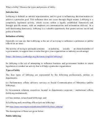 What is lobby? Discuss the types and process of lobby.pdf
