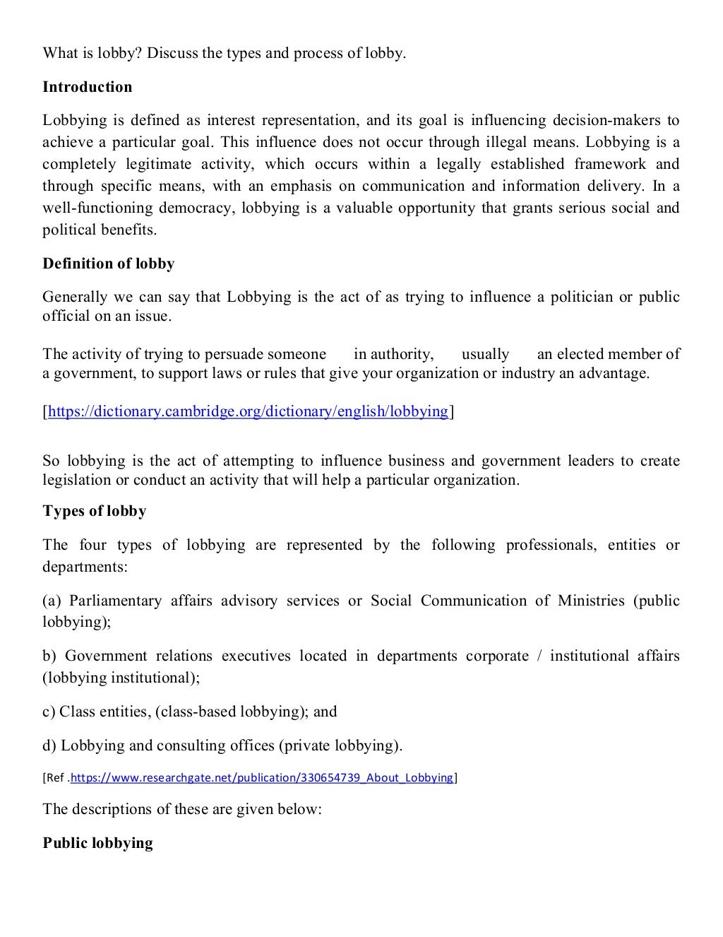 What is lobby? Discuss the types and process of lobby.pdf