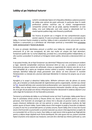 Lobby ul pe intelesul tuturor | PDF