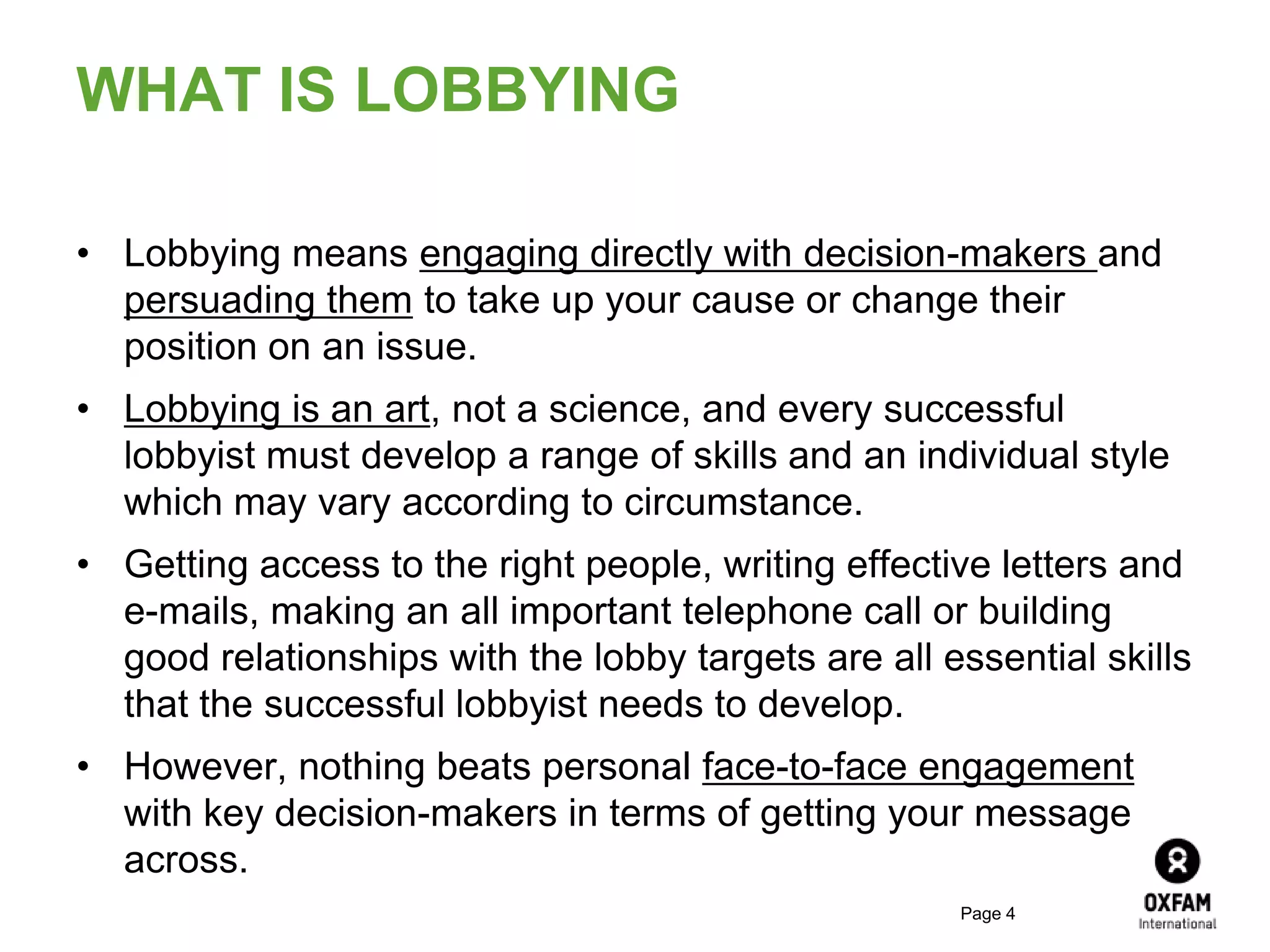 Lobbying: The art of the possible | PPTX