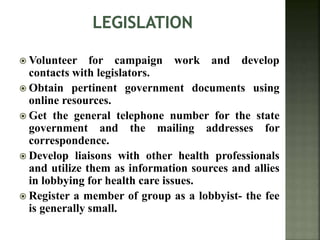 Lobbying in nursing | PPTX
