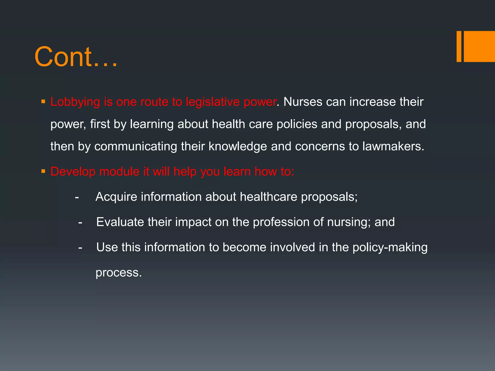 Lobbying in nursing | PPT