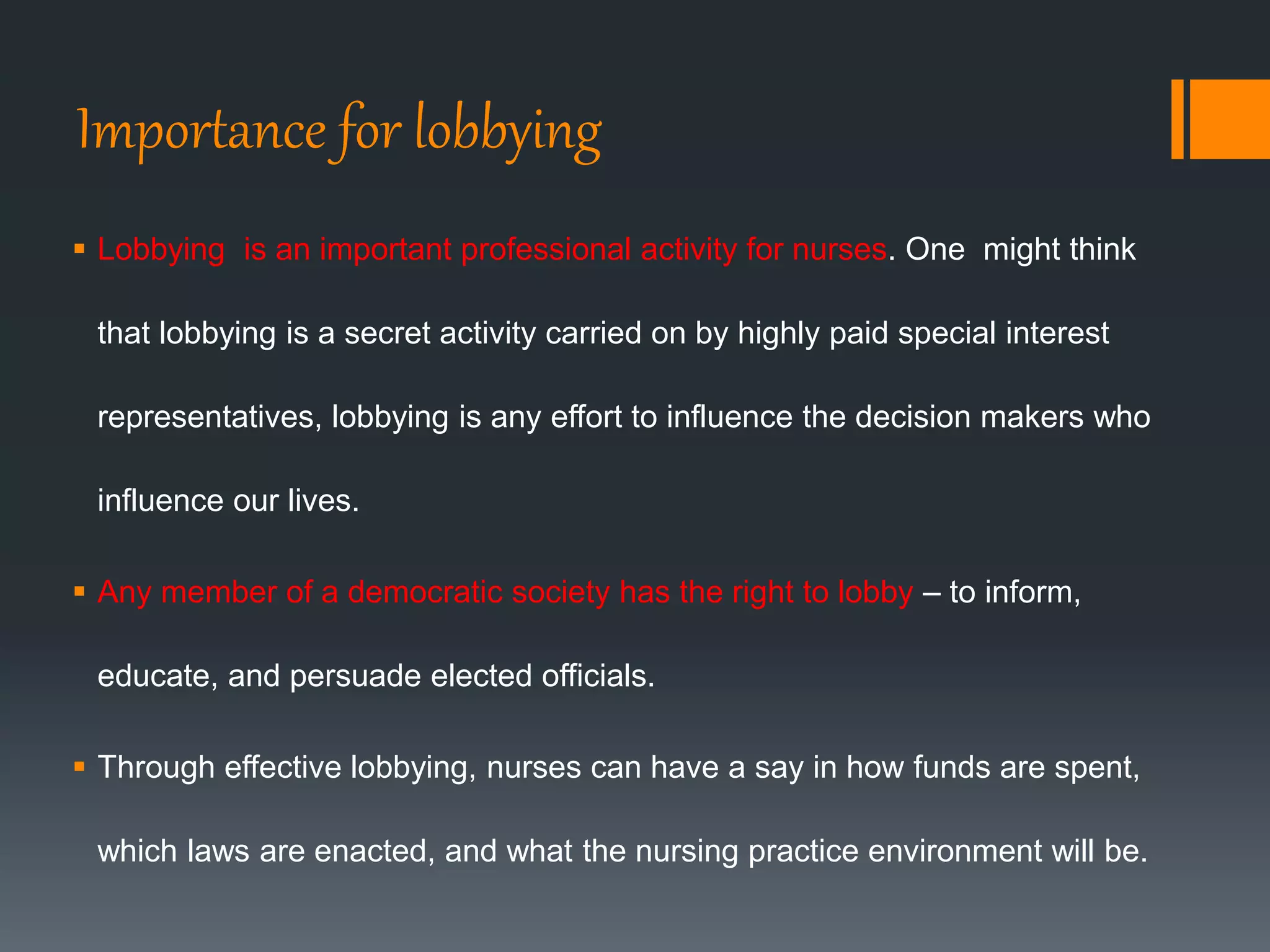 Lobbying in nursing | PPT