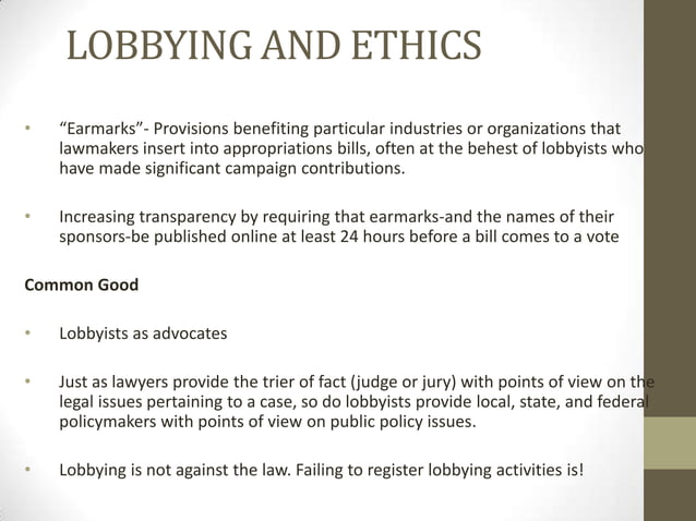 Lobbying | PPTX | Civic affairs | Politics