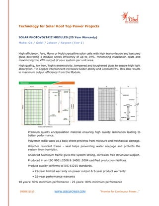 Lobel Solar Latetst Specification | PDF