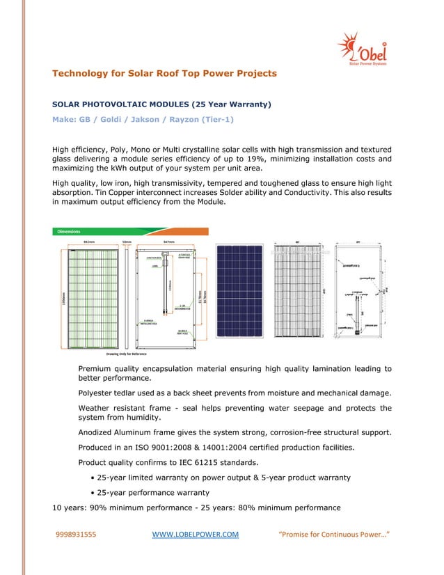 Lobel Solar Latetst Specification | PDF