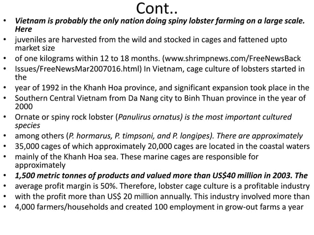 Lobster breeding seedproduction and rearing and fattening in Cages | PPTX