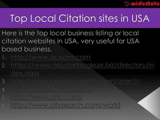 Top Local Citation Websites in USA | PPT