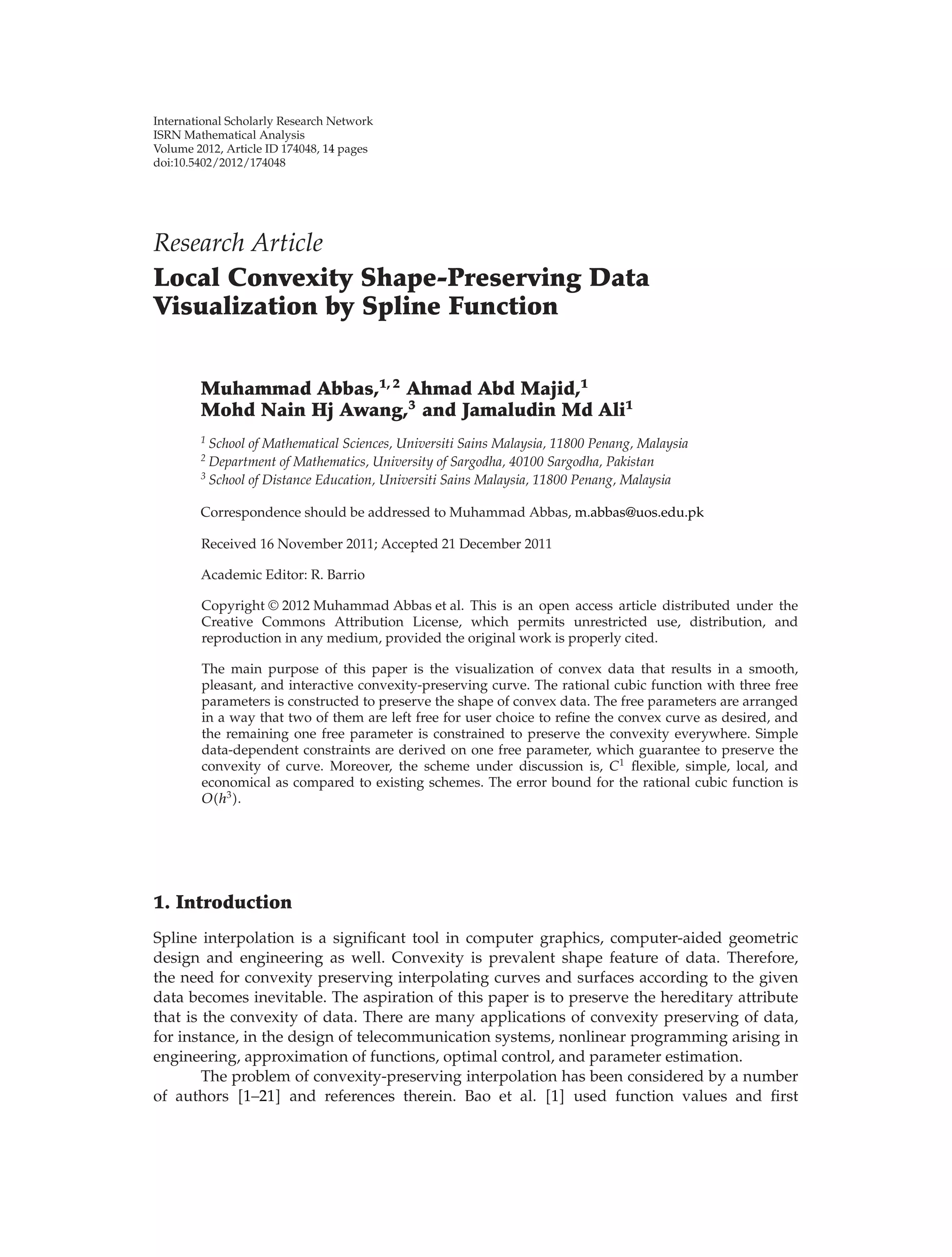Local Convexity Shape Preserving Data Visualization By Spline Functionpdf