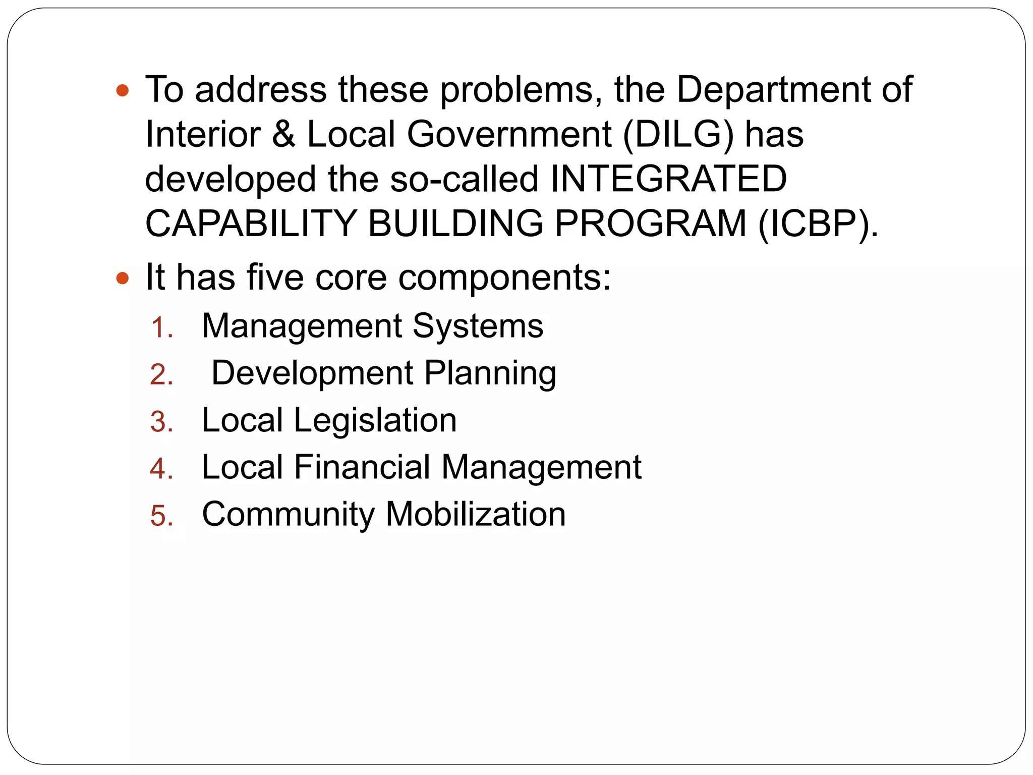 Local Government Planning ICBP Presentation | PPTX
