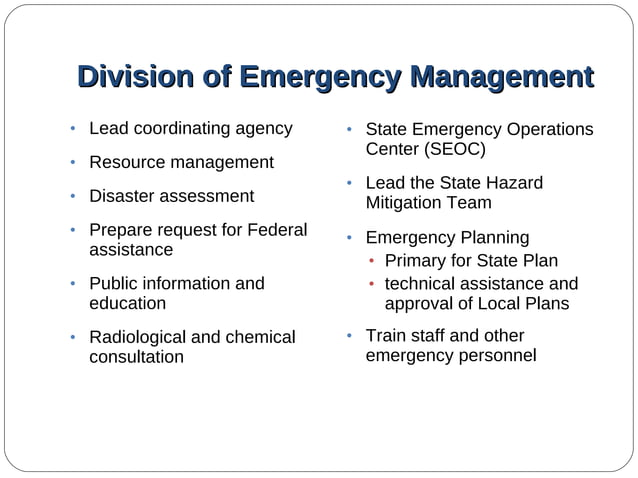 Disaster Planning Local state-federal roles and responsibilities | PPT