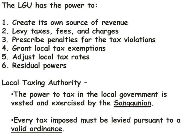 LOCAL-TAXATION.pptx | Personal Taxes | Personal Finance