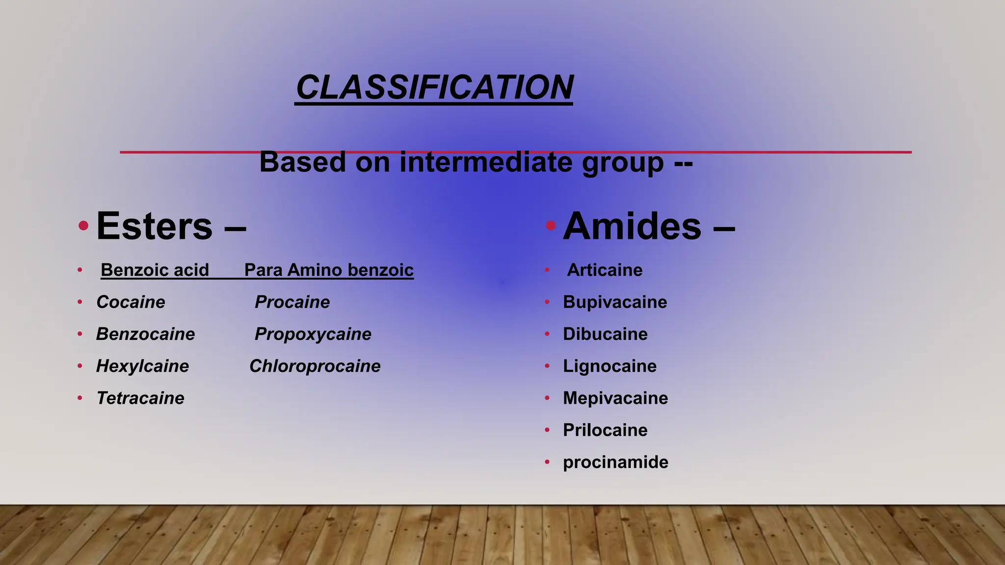 LOCAL ANAESTHESIA classification, contents , indication and ...