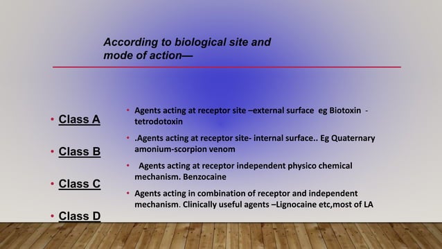 LOCAL ANAESTHESIA classification, contents , indication and ...