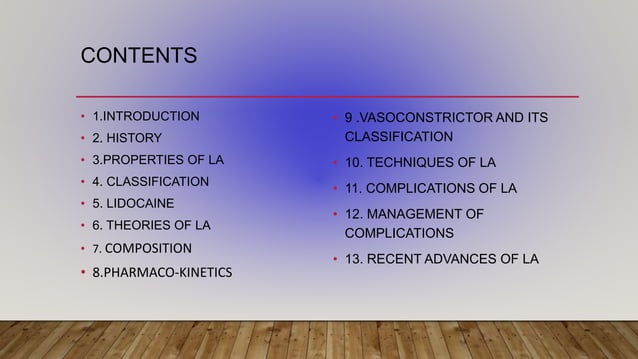 LOCAL ANAESTHESIA classification, contents , indication and ...