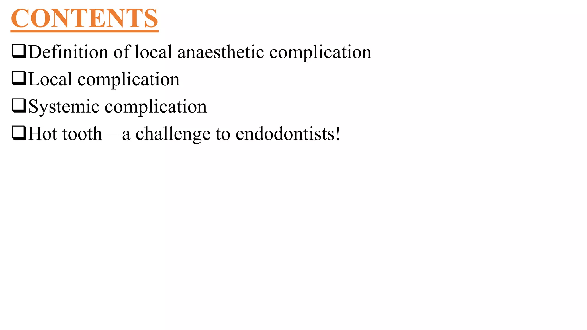 Local anaesthesia complications | PPTX