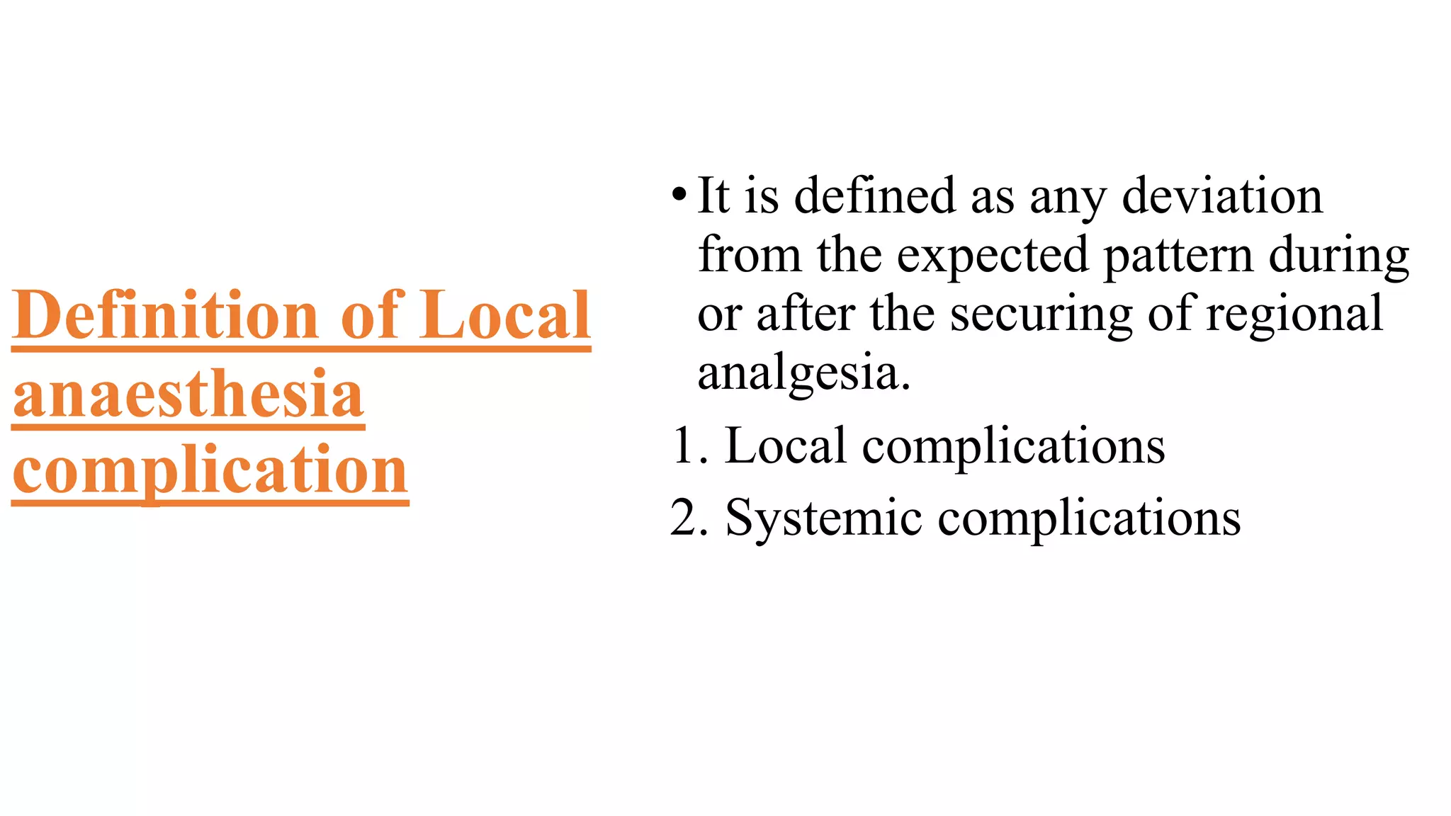 Local anaesthesia complications | PPTX