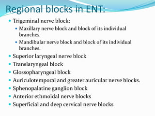 Local anaesthesia in ent | PPTX