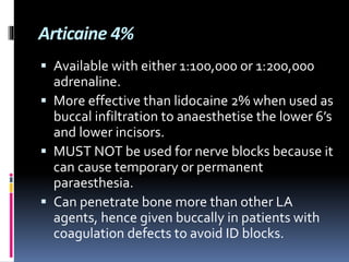 An introduction to local anaesthesia in dentistry | PPTX
