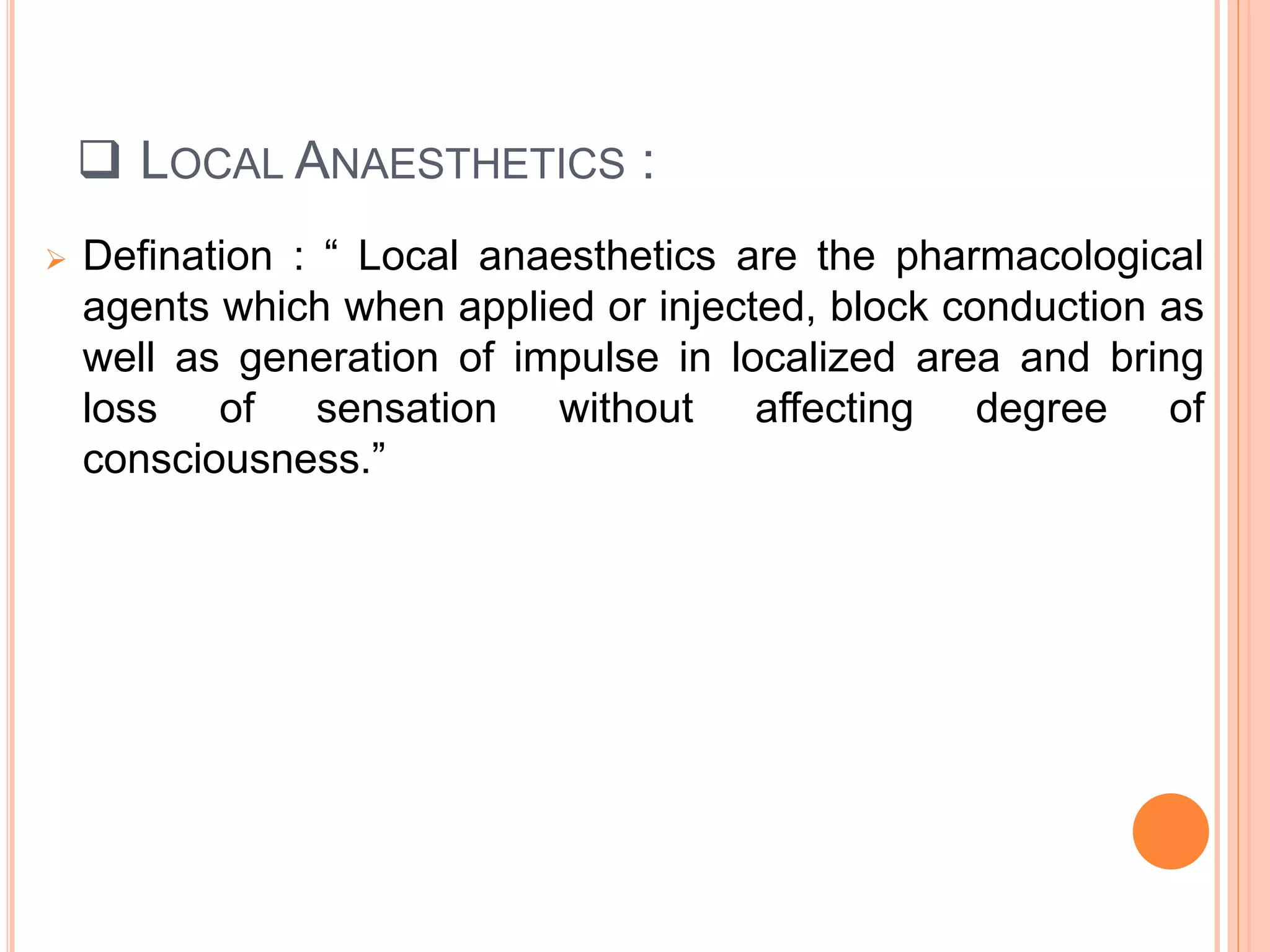 Local anaesthetics | PPT