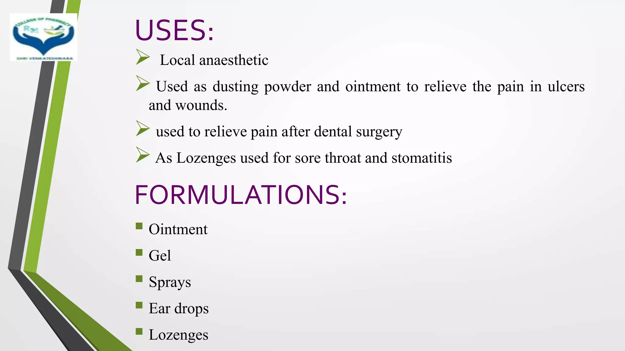 Local anaesthetics | PPTX