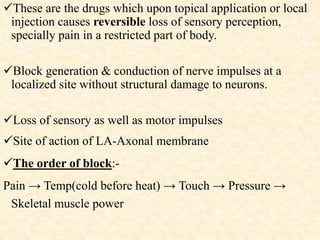 Local anaesthetic agents | PPTX