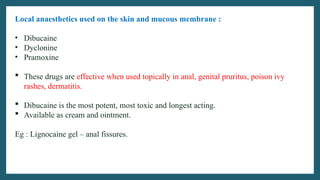 PHARMACOLOGY OF LOCAL ANAESTHETICS-BPHARM | PPTX