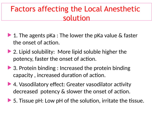 Local Anaesthetic solution in dental treatment | PPT