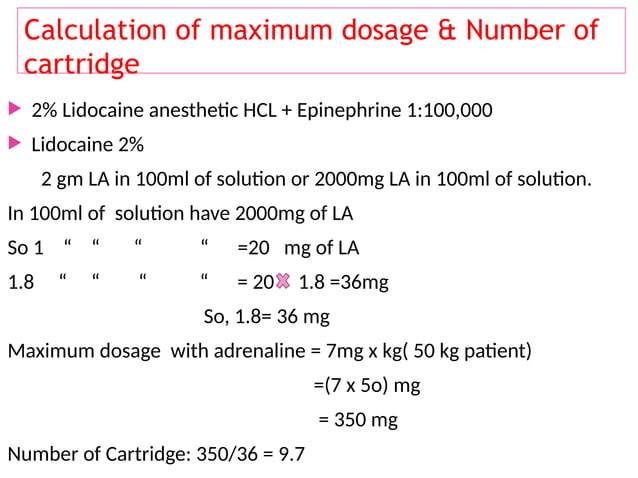Local Anaesthetic solution in dental treatment | PPT