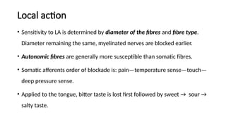 Local anaesthetics, Types of anaesthesia, classification, mechanism of ...