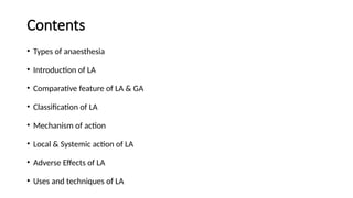Local anaesthetics, Types of anaesthesia, classification, mechanism of ...